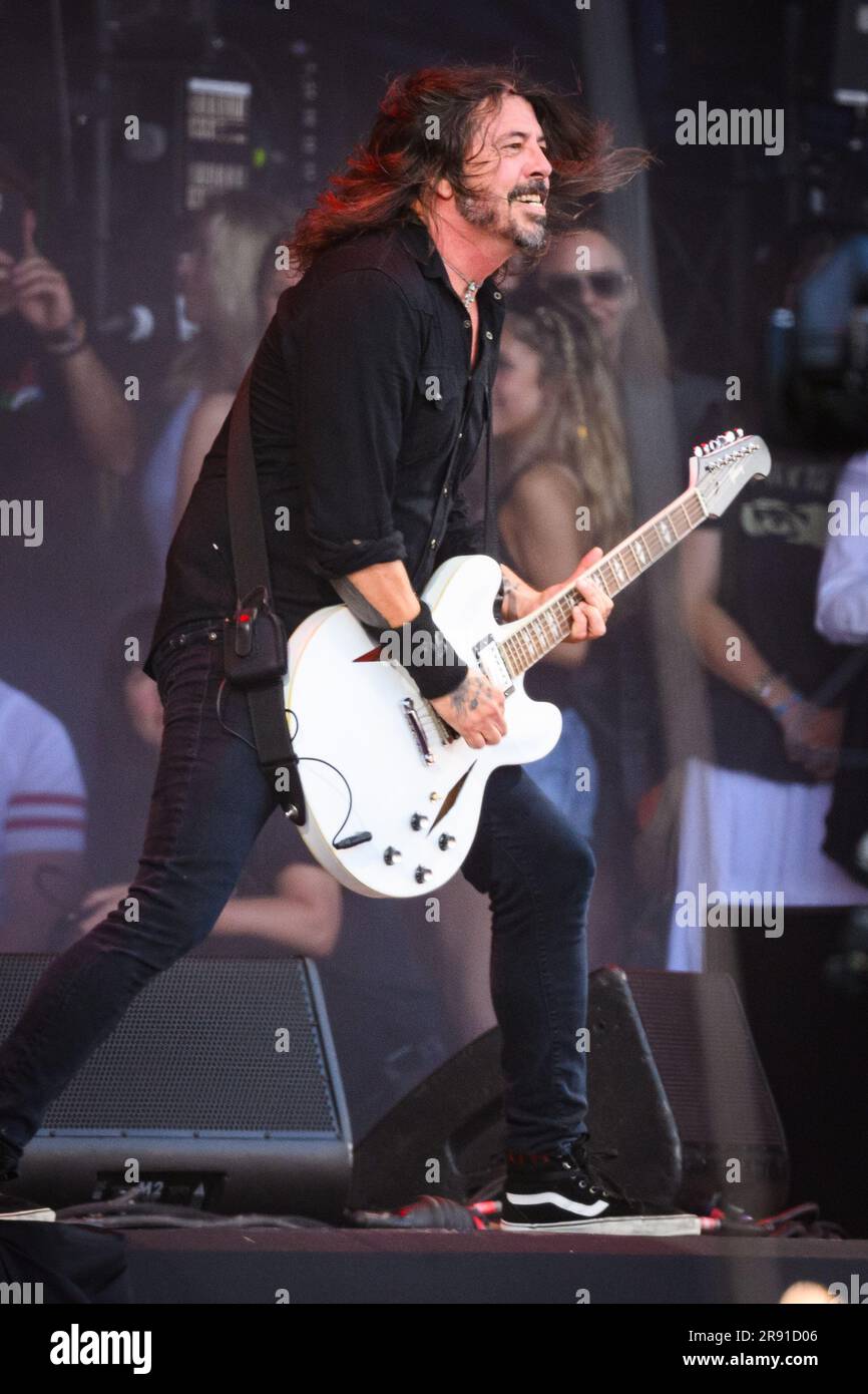 Somerset, UK. 23 June 2023. Dave Grohl of the Foo Fighters performing ...