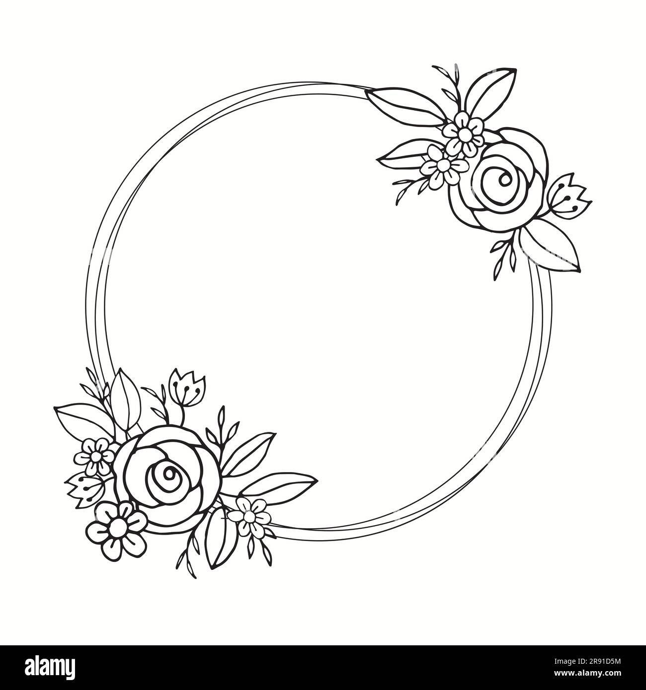 Rose flower frame for wedding invitations or card, floral frame ...