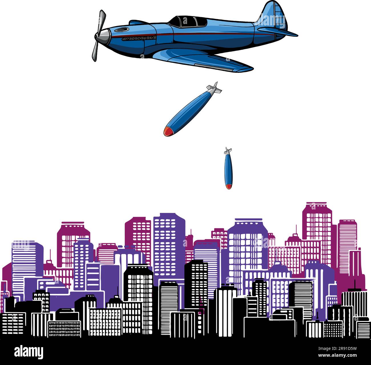 vevector illustration of bomber plane on city Stock Vector Image & Art ...