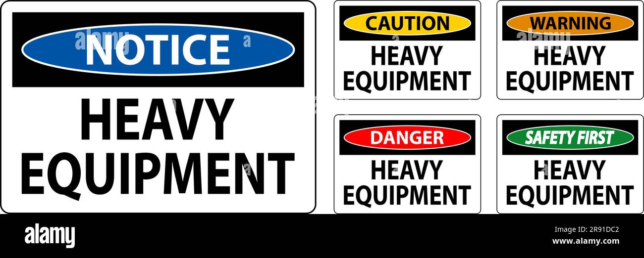 Caution Sign Heavy Equipment On White Background Stock Vector Image ...