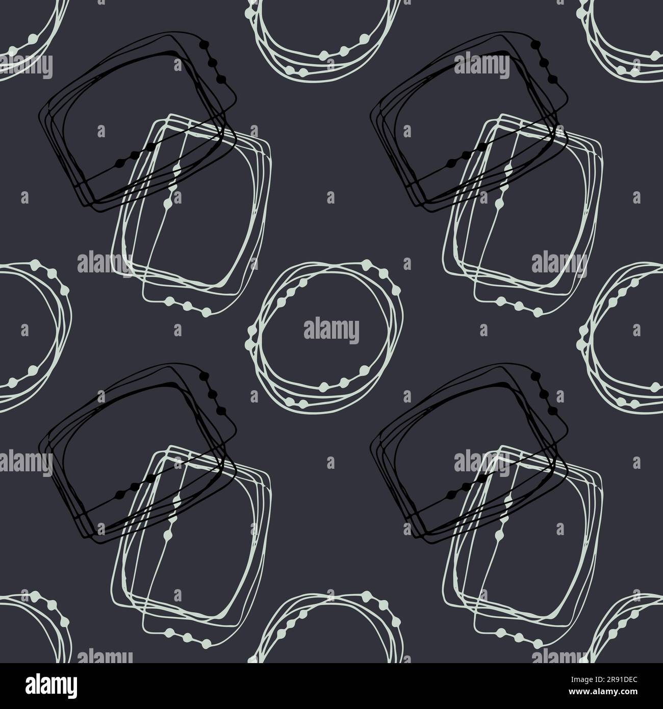 Dark pattern hand drawn doodle circles and round shapes. Vector ...