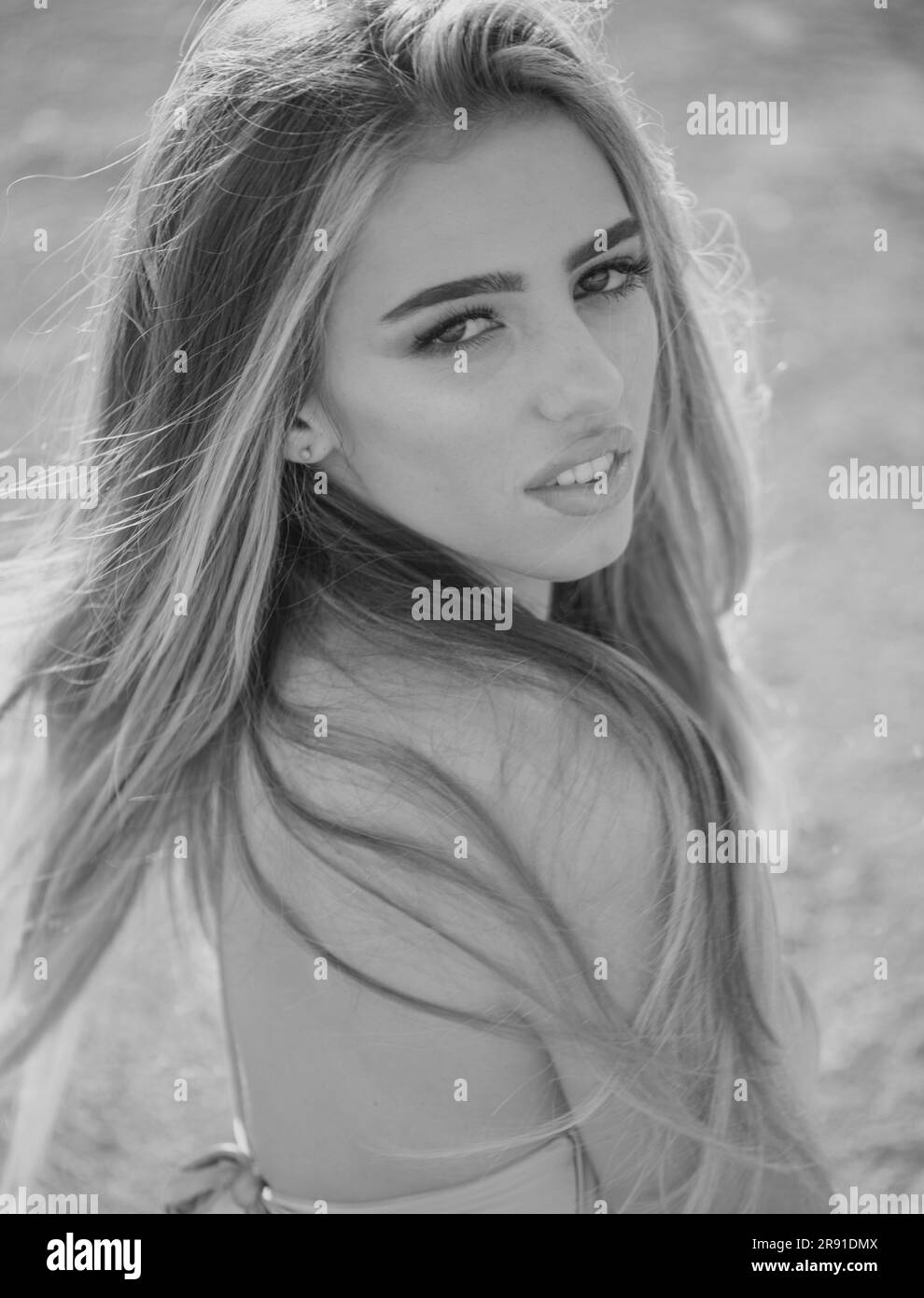 High Fashion model posing outdoor. Fashion for spring and autumn season ...