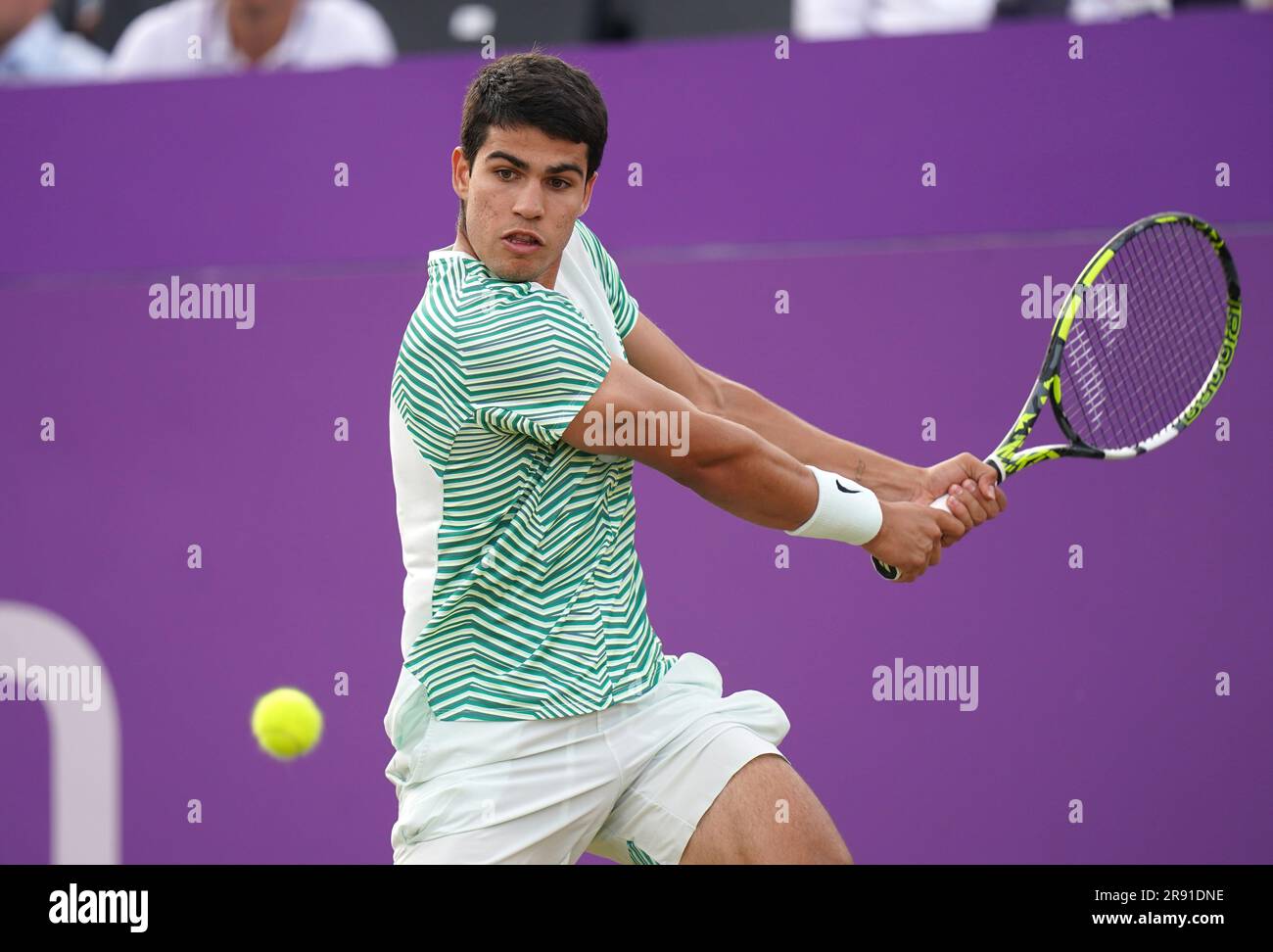 Spain's Carlos Alcaraz in action against Bulgaria's Grigor Dimitrov ...