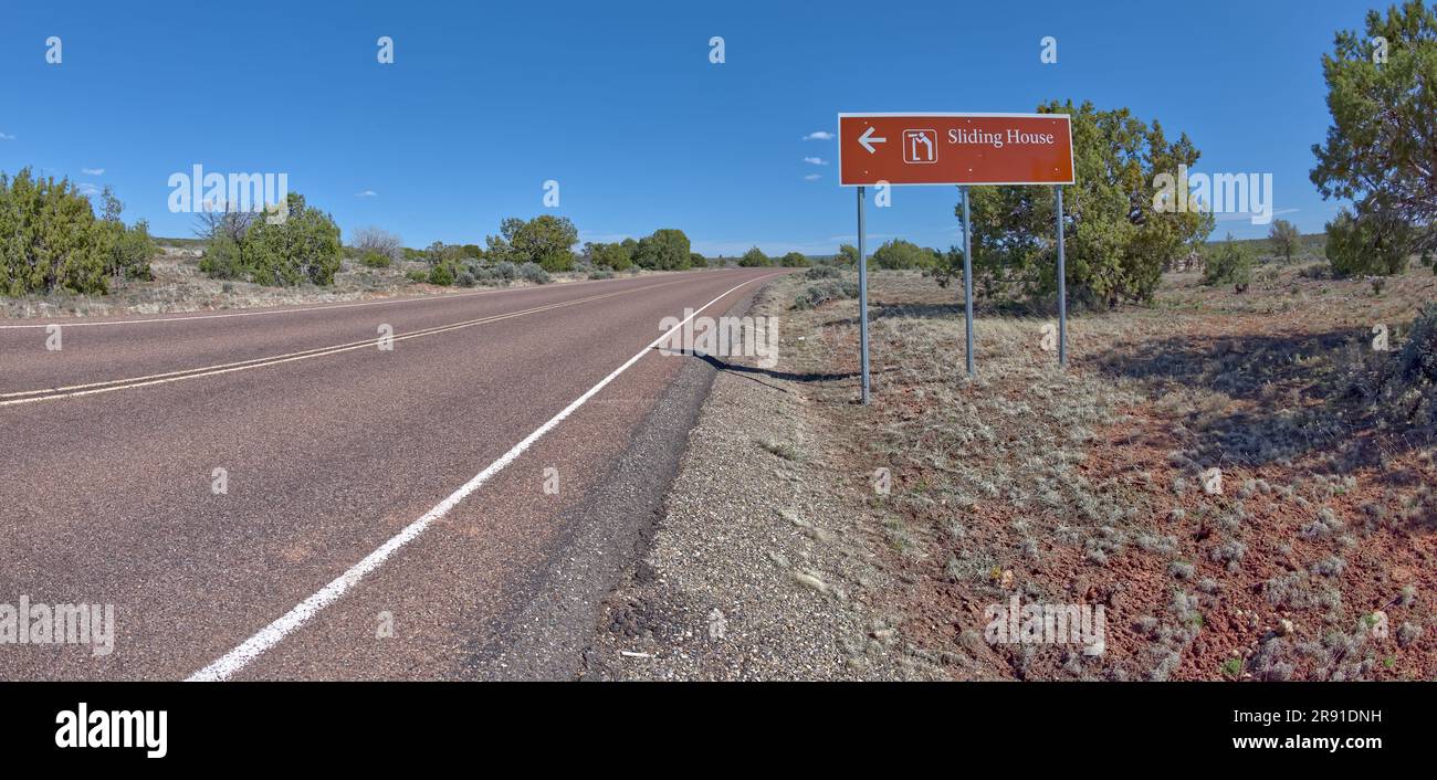 Road Sign pointing the way to the Sliding House Overlook on the south ...