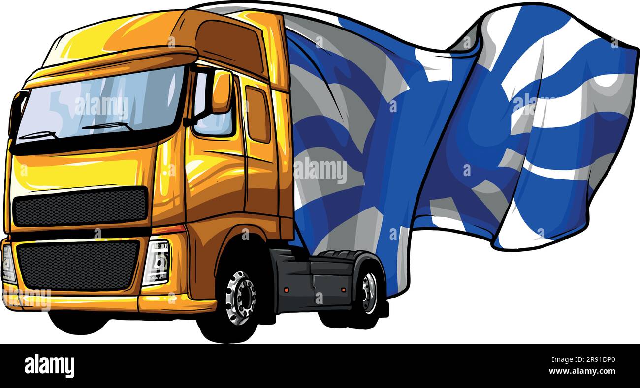vector illustration of semi truck with rising Japanese flag Stock ...