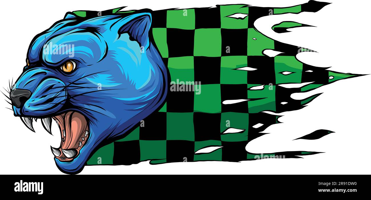 vector illustration of puma head with race flag Stock Vector Image ...