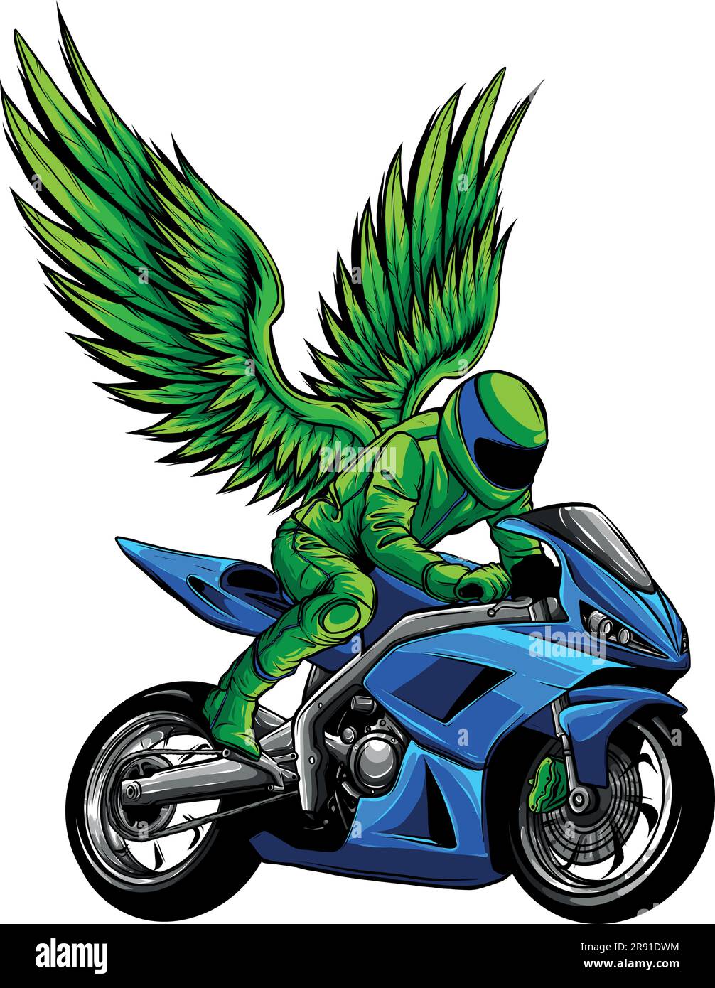 Vector illustration of motorcycle with wings on white background Stock ...
