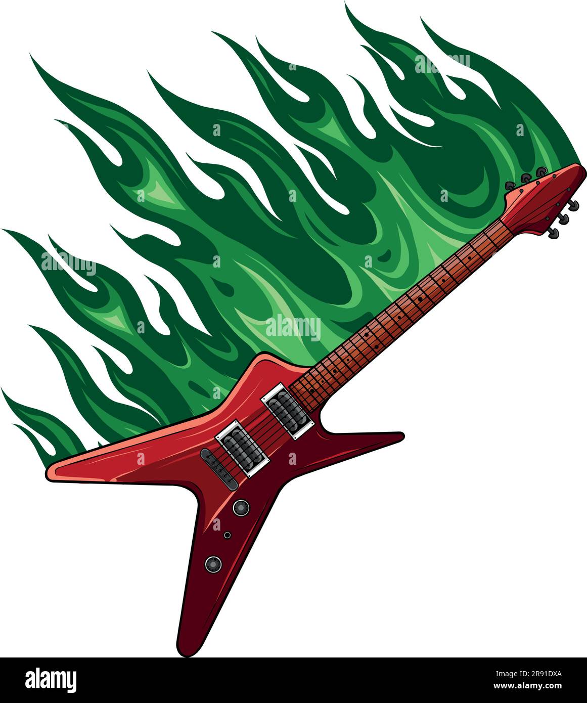 vector illustration of Burning electric guitar design Stock Vector ...