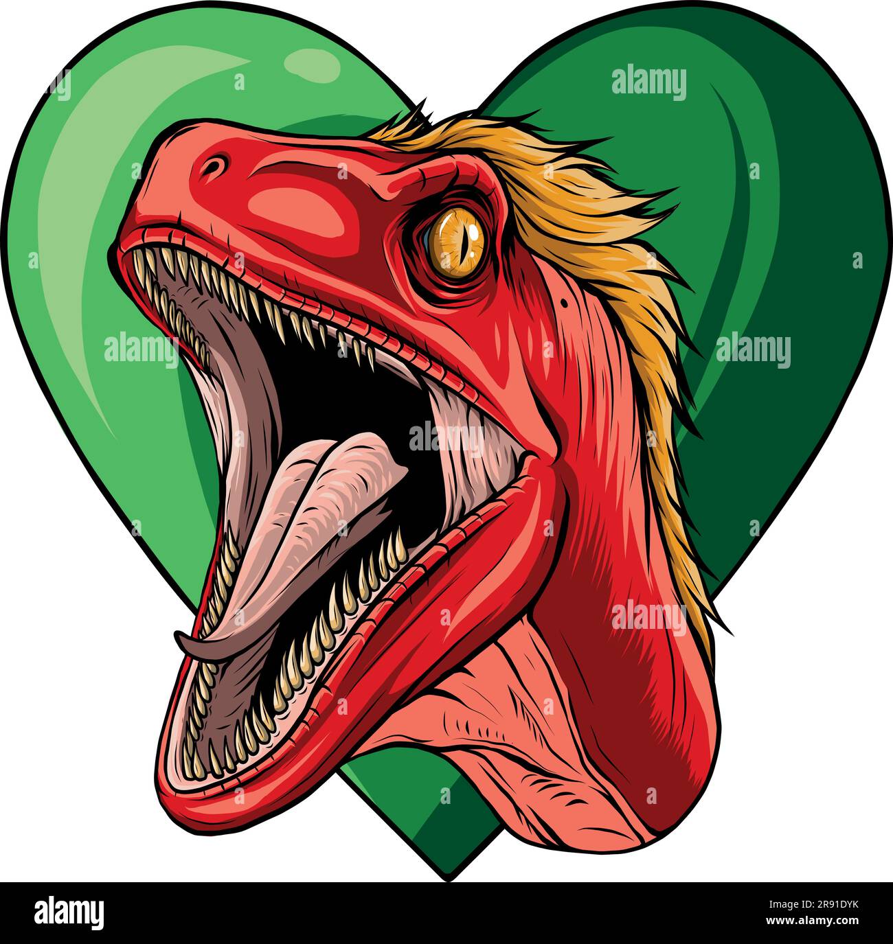 vector illustration of Raptor head with heart sign Stock Vector Image ...