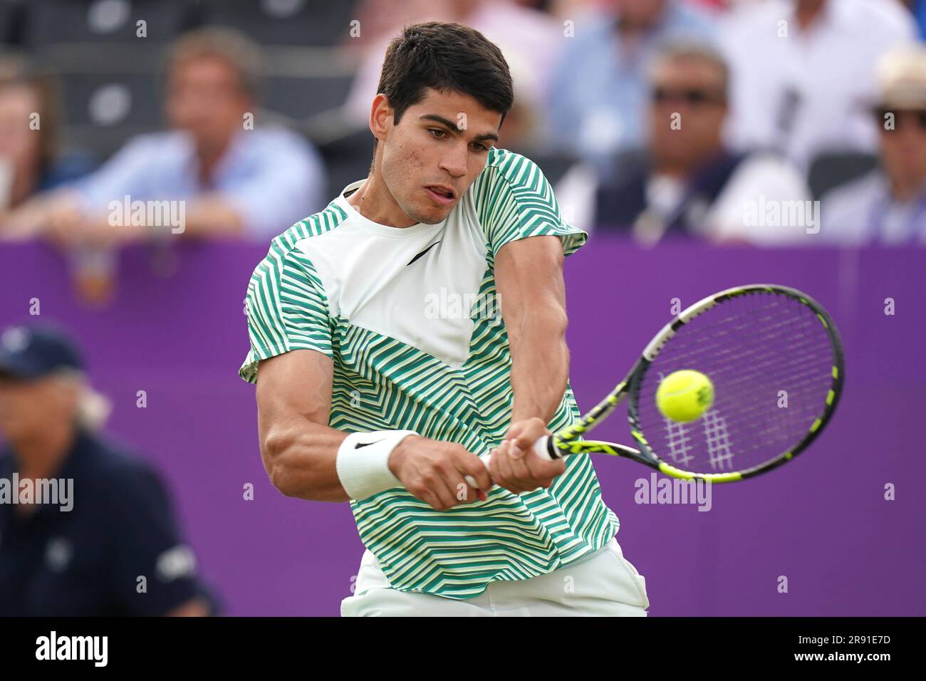 Spain's Carlos Alcaraz in action during their Men's Quarter final match ...