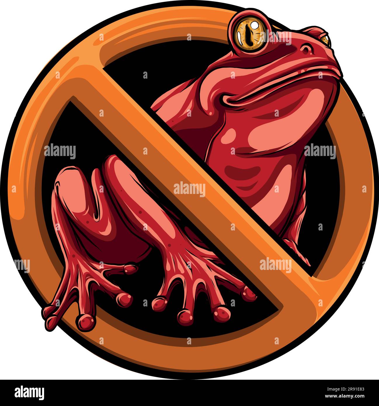 Stop Frog. Forbidden red road sign. Ban Toad. No Vector illustration ...