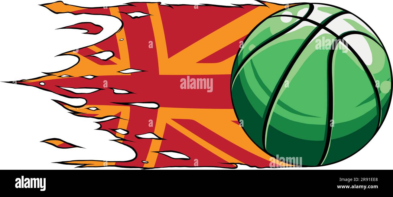 vector illustration of basket ball with united kingdom flag Stock ...