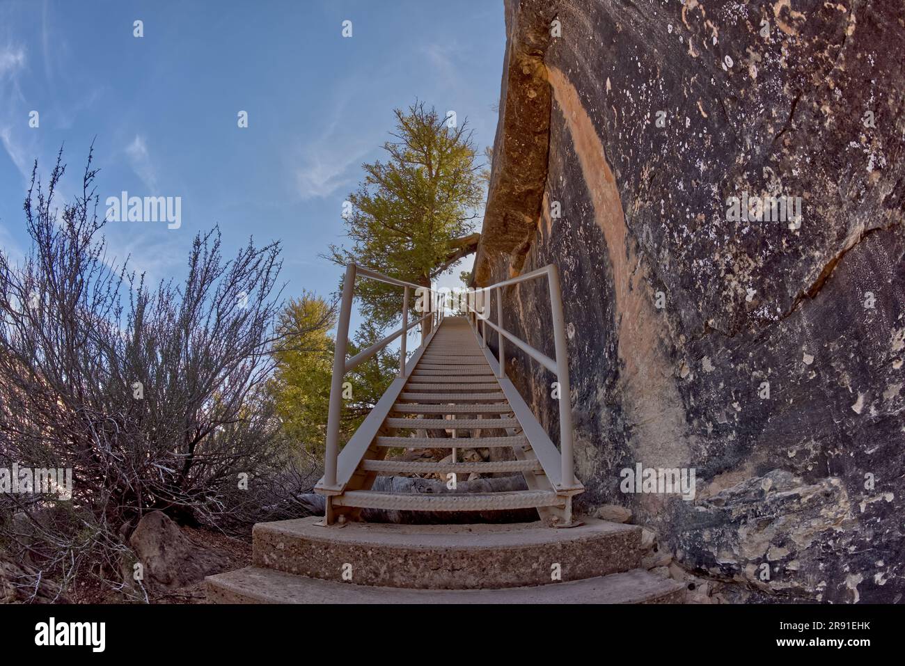Steps leading to the Sipapu Bridge at Natural Bridges National Monument ...