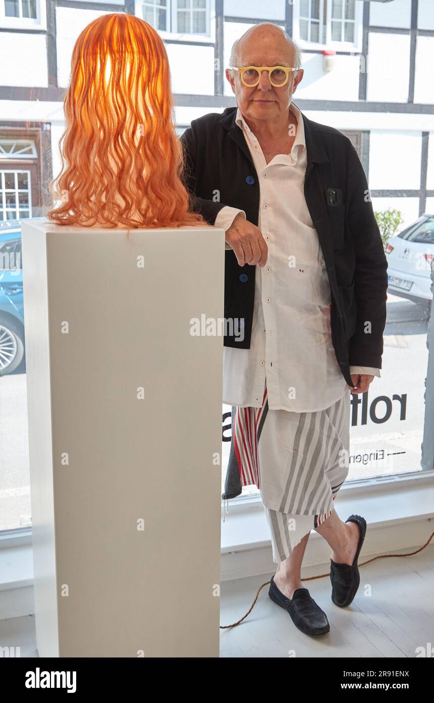 Hamburg, Germany. 23rd June, 2023. Rolf Sachs, artist, stands next to ...