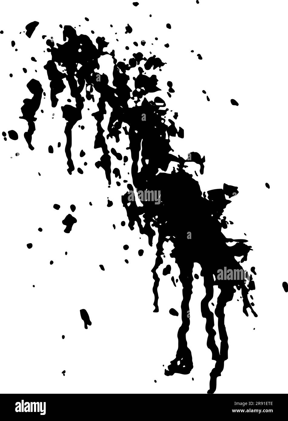 Black drip silhouette isolated on white background. Monochrome splash ...