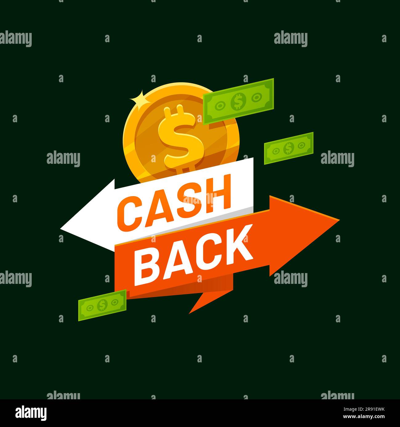 Bonus cashback income loyalty program sign. Vector returned coins to ...