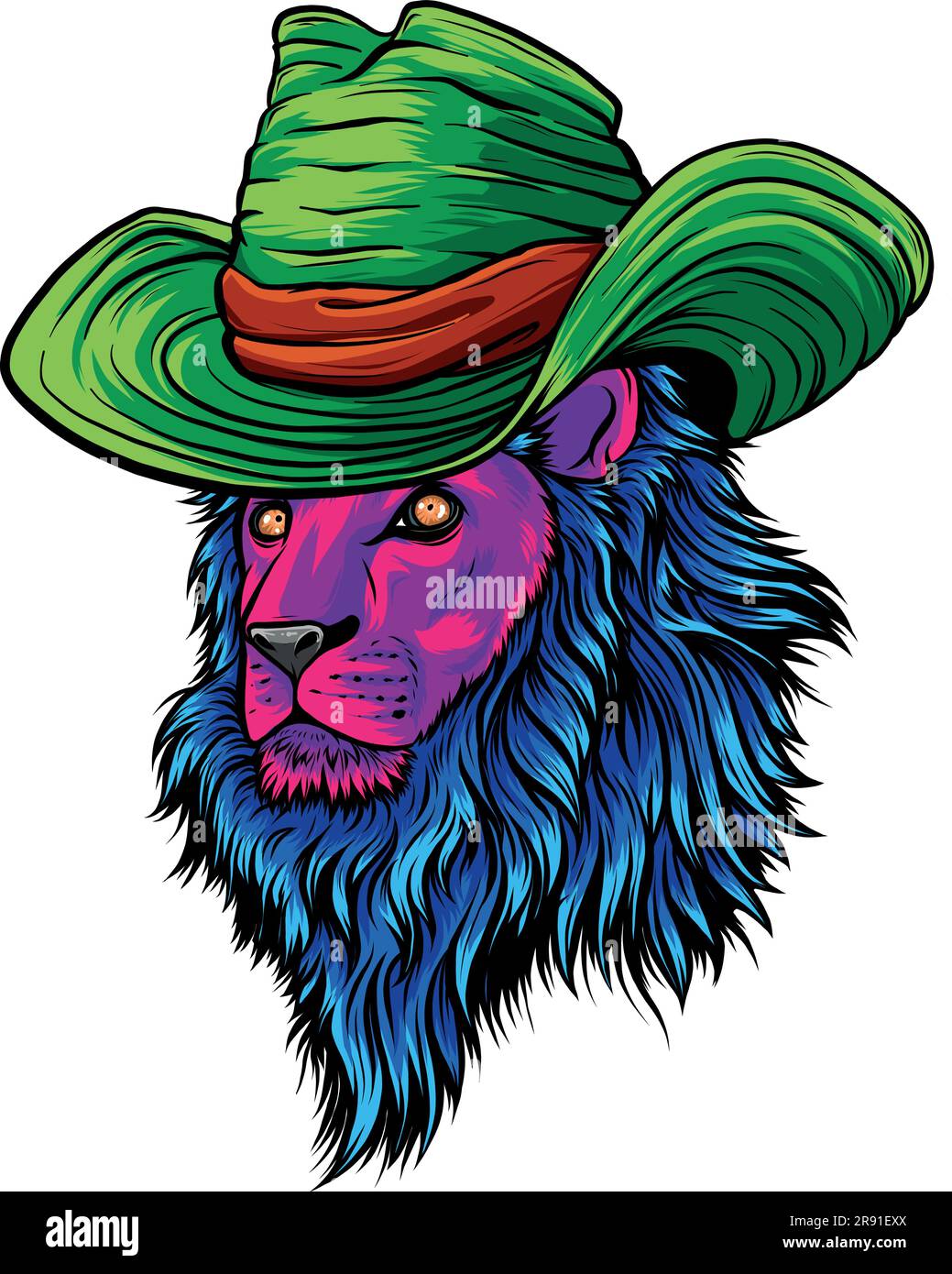 vector illustration of Lion Cowboy Mascot Logo Design Stock Vector ...