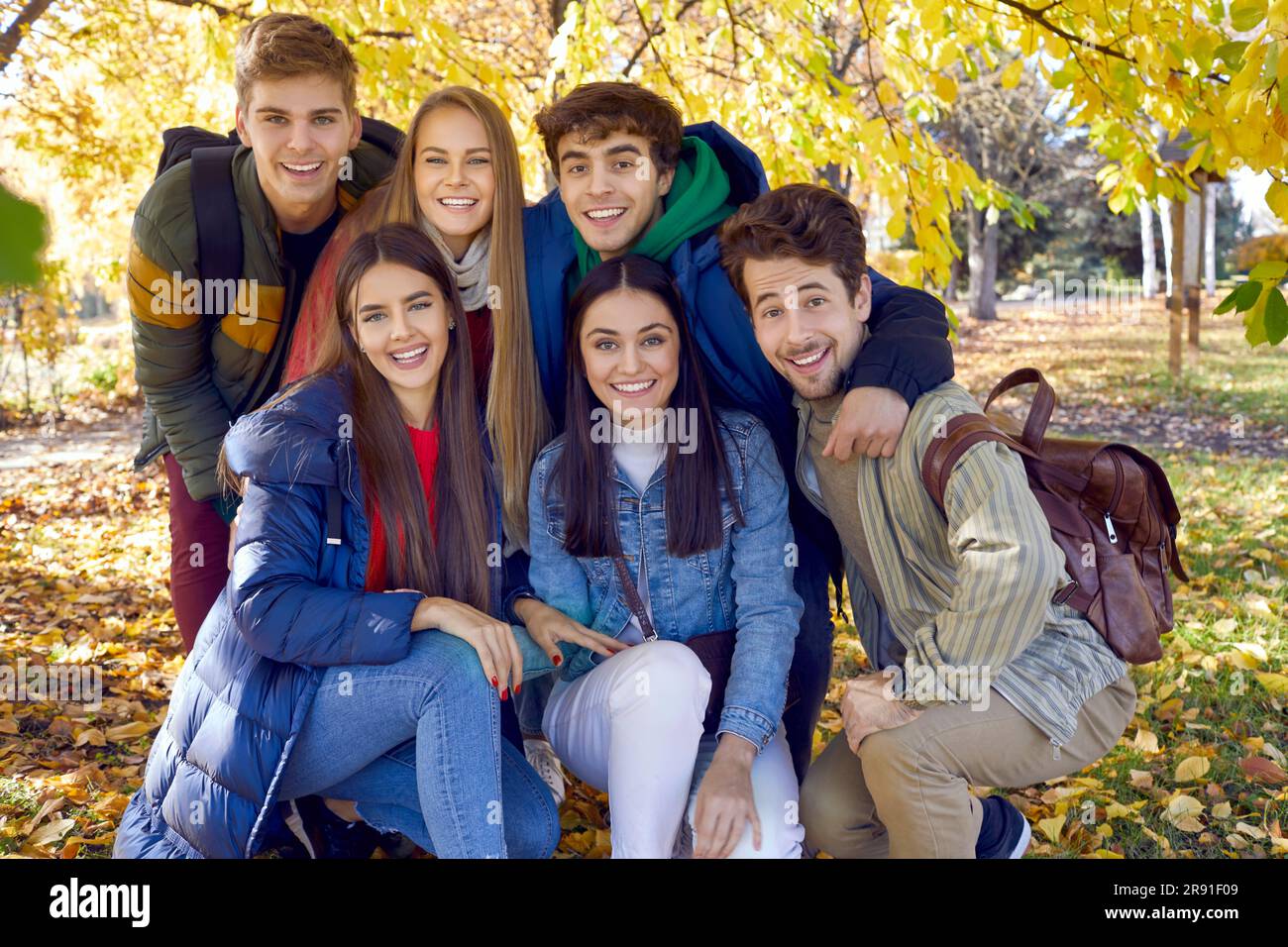 Six young adult friends taking hi-res stock photography and images - Alamy