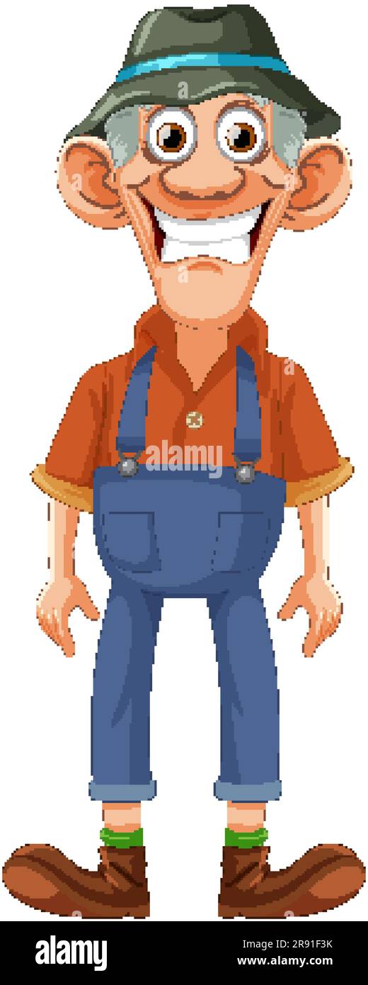 Funny Old Farmer Cartoon Character illustration Stock Vector Image ...