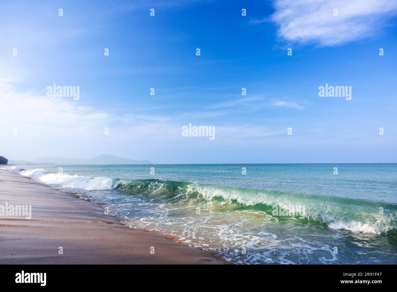 Magnificent beach northwest of Phuket in Thailand. Huge beach and ...