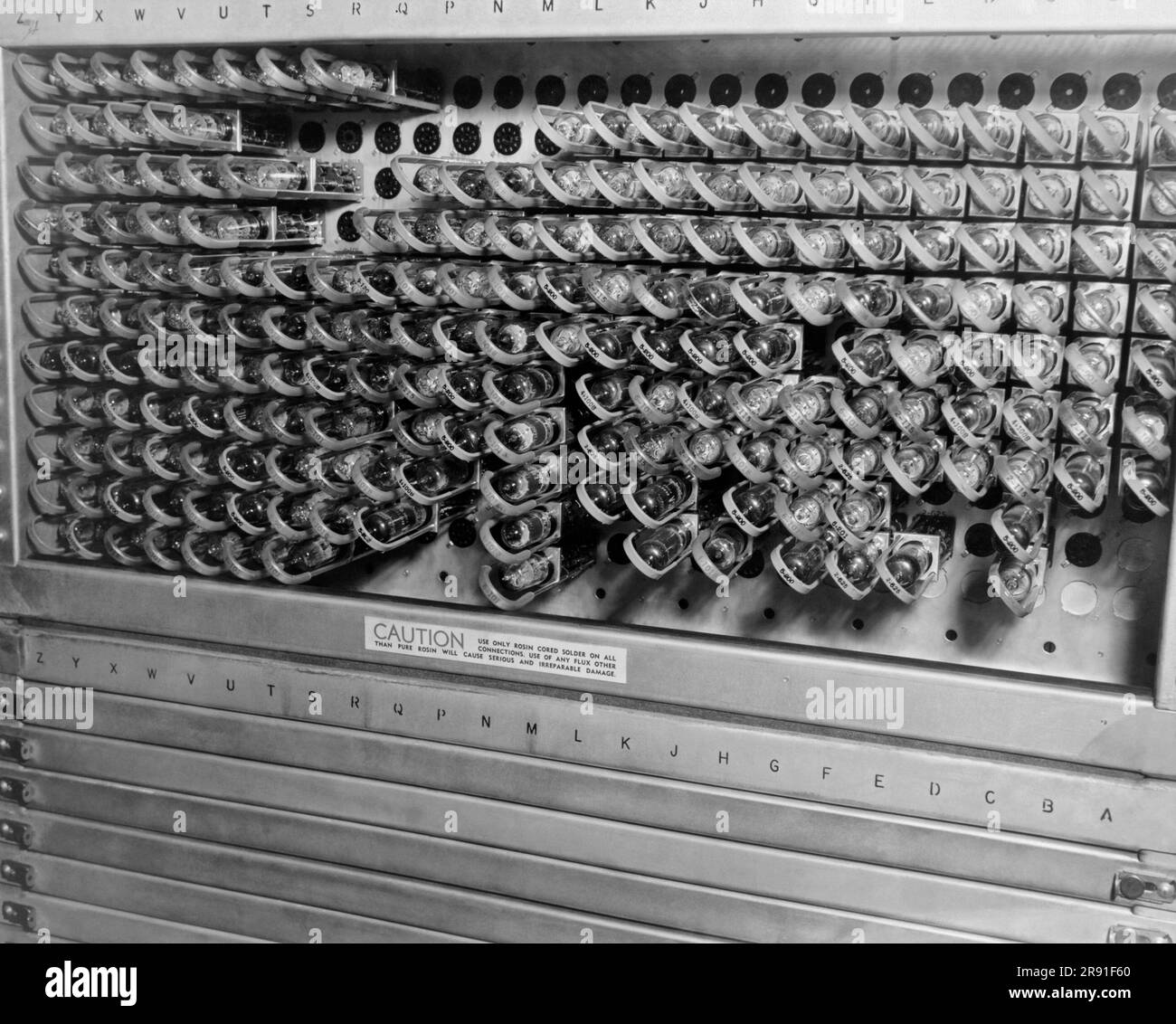 Cleveland, Ohio: c. 1952 Tubes and electrical connections inside an ...