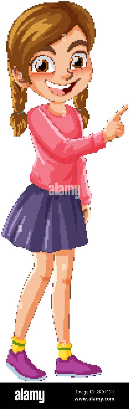 Cute woman pointing cartoon character illustration Stock Vector Image ...