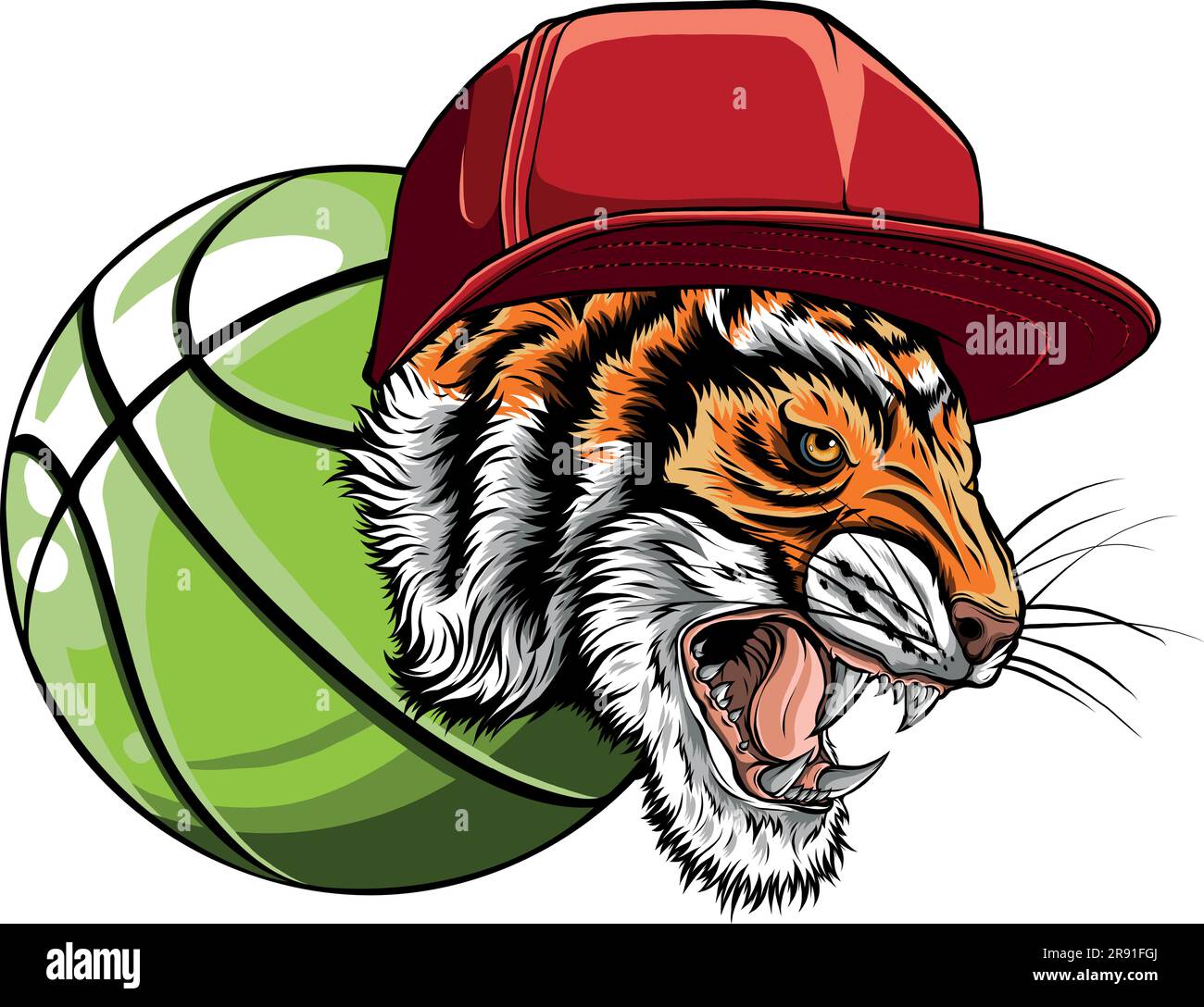 A Tiger angry animal sports mascot with a basketball ball Stock Vector ...