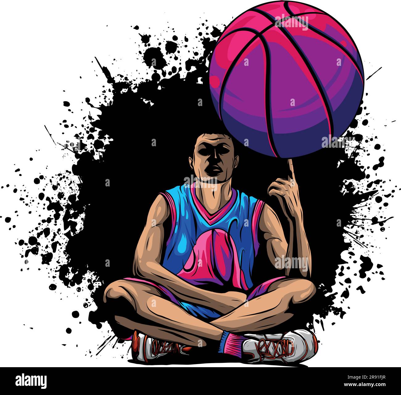 vector illustration of basketball player on white background Stock ...