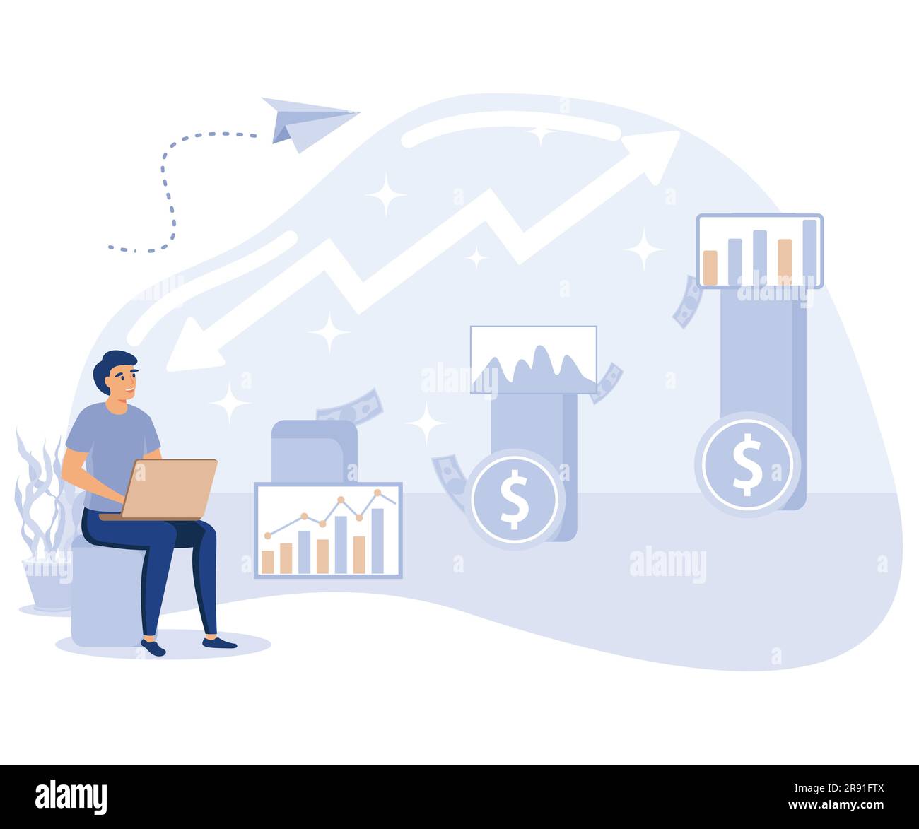 Retail profit plan concept. Flash sale, sales forcasting and index ...