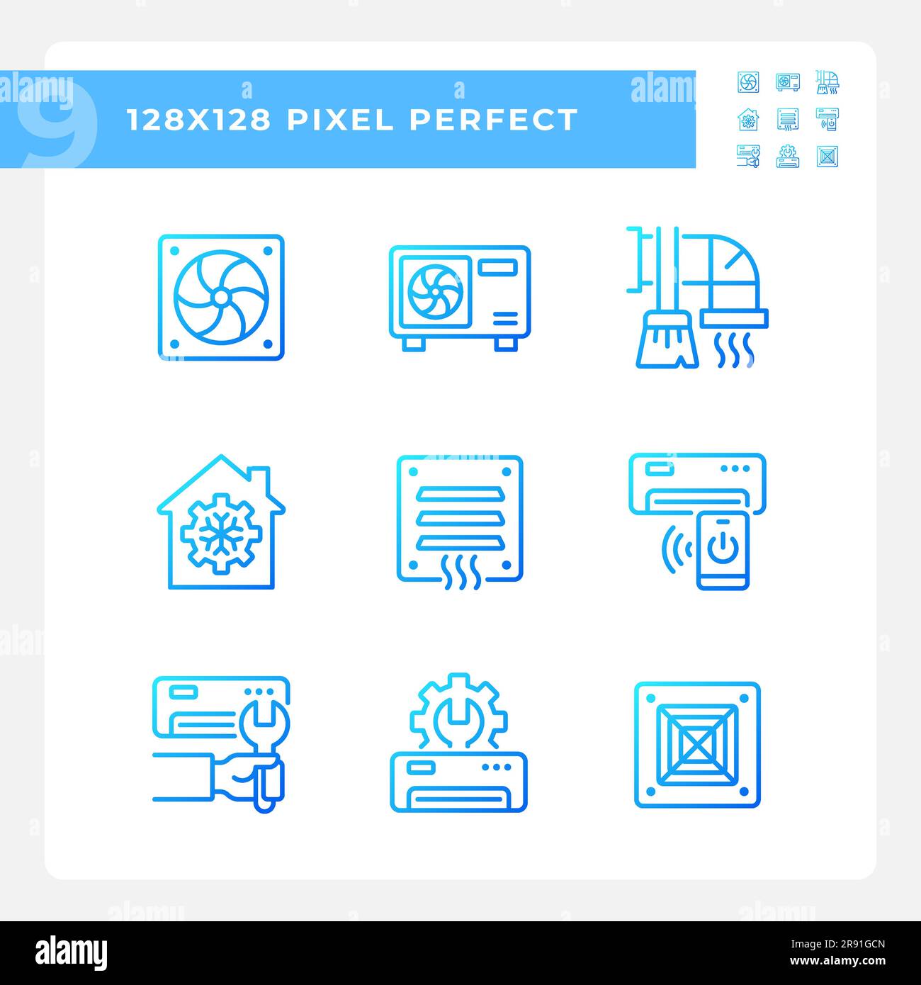 Heating and cooling gradient linear vector icons set Stock Vector Image & Art - Alamy