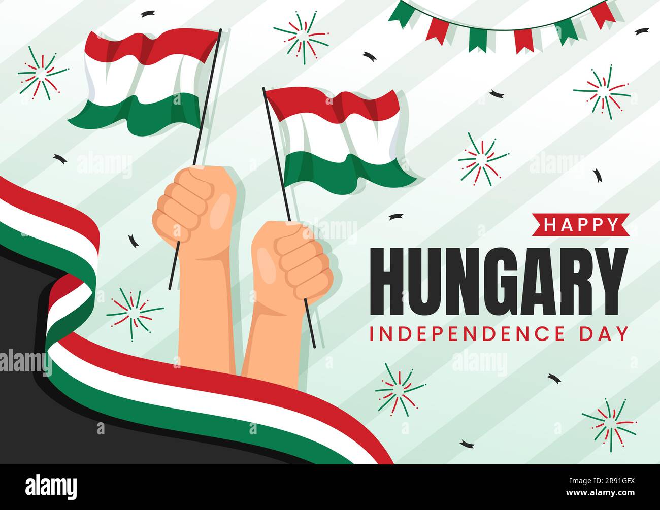 Happy Hungary Independence Day Vector Illustration with Hungarian ...