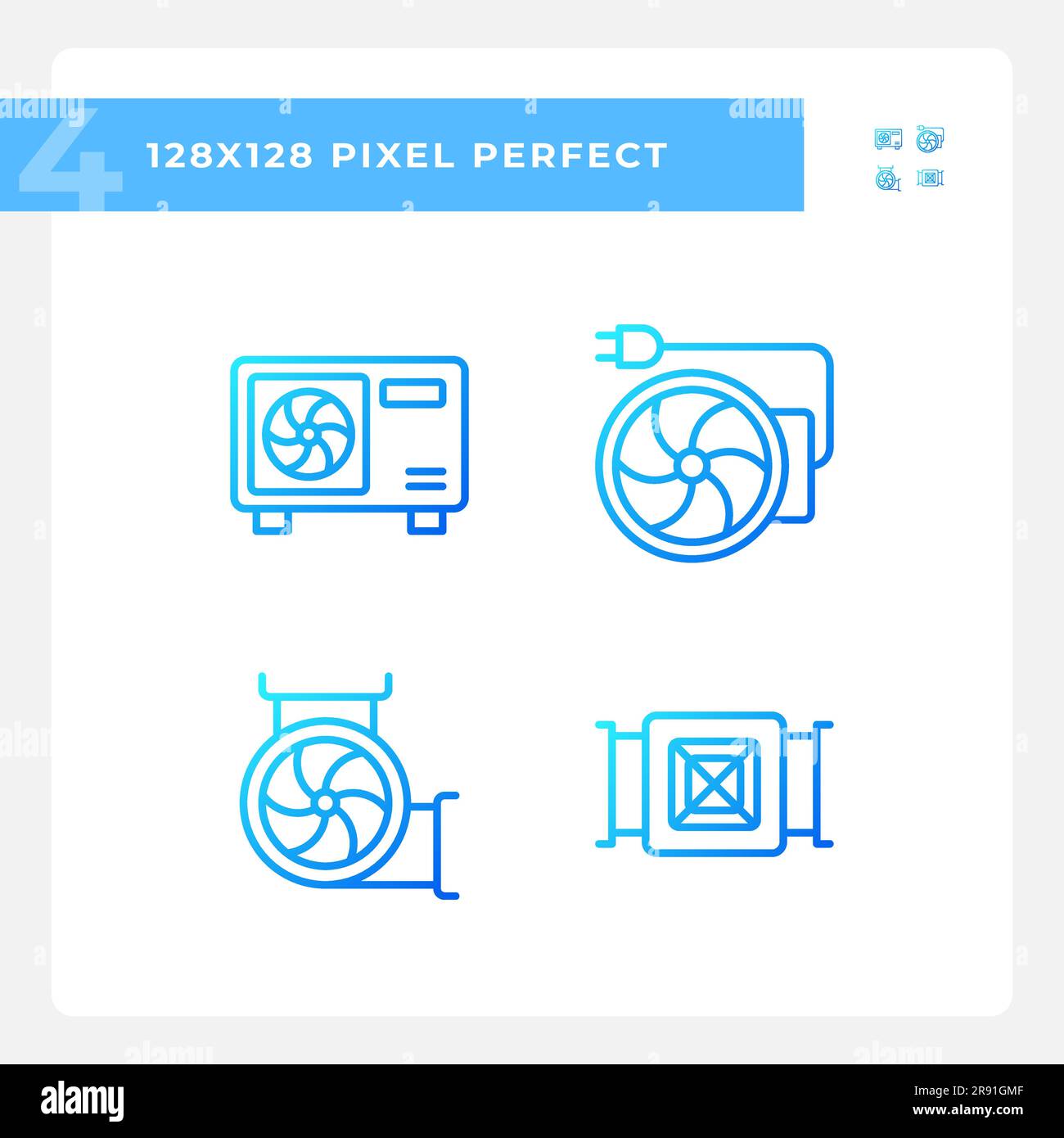 Hvac equipment gradient linear vector icons set Stock Vector Image ...