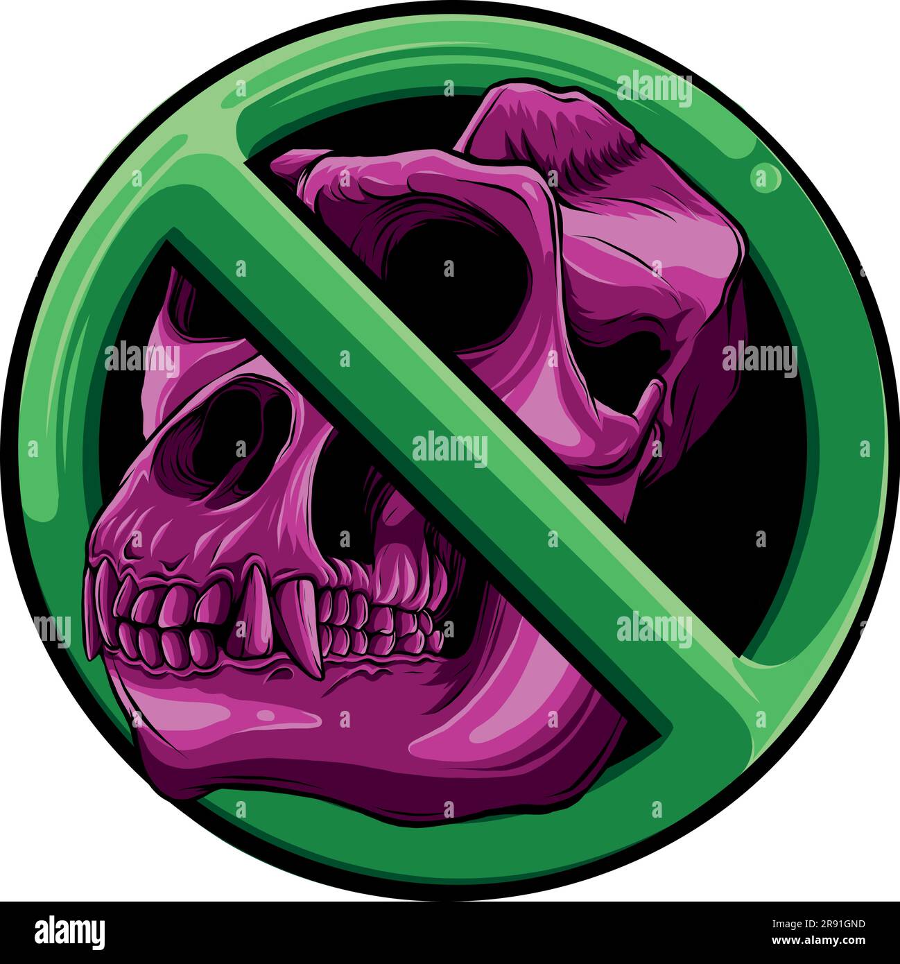 vector illustration of forbidden skull monkey on white background Stock ...