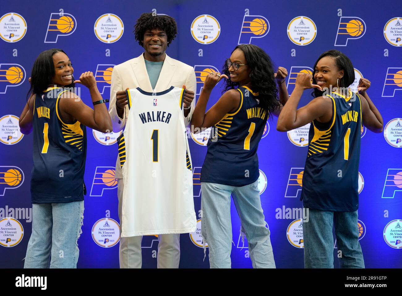 Indiana Pacers first round draft choice Jarace Walker poses with his ...