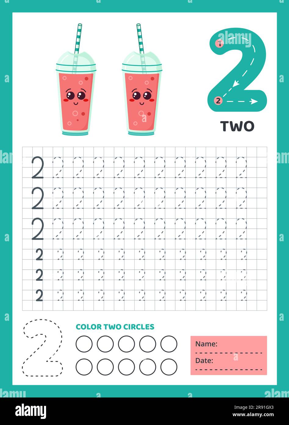 Numbers tracing worksheet for kids. Graphic task Stock Vector Image ...