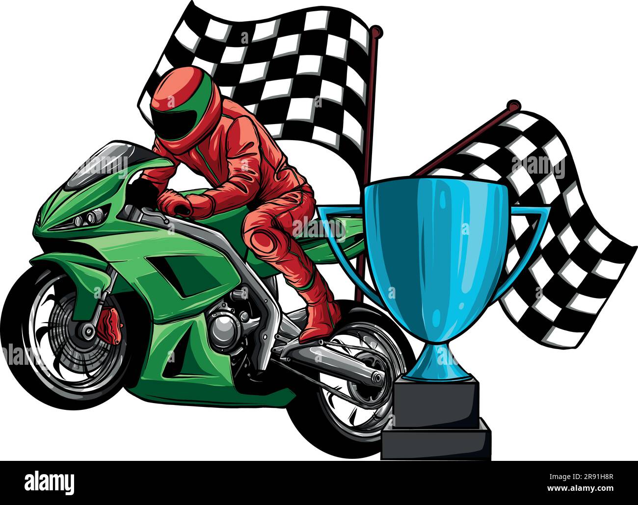 vector illustration of superbike with race flag Stock Vector Image ...