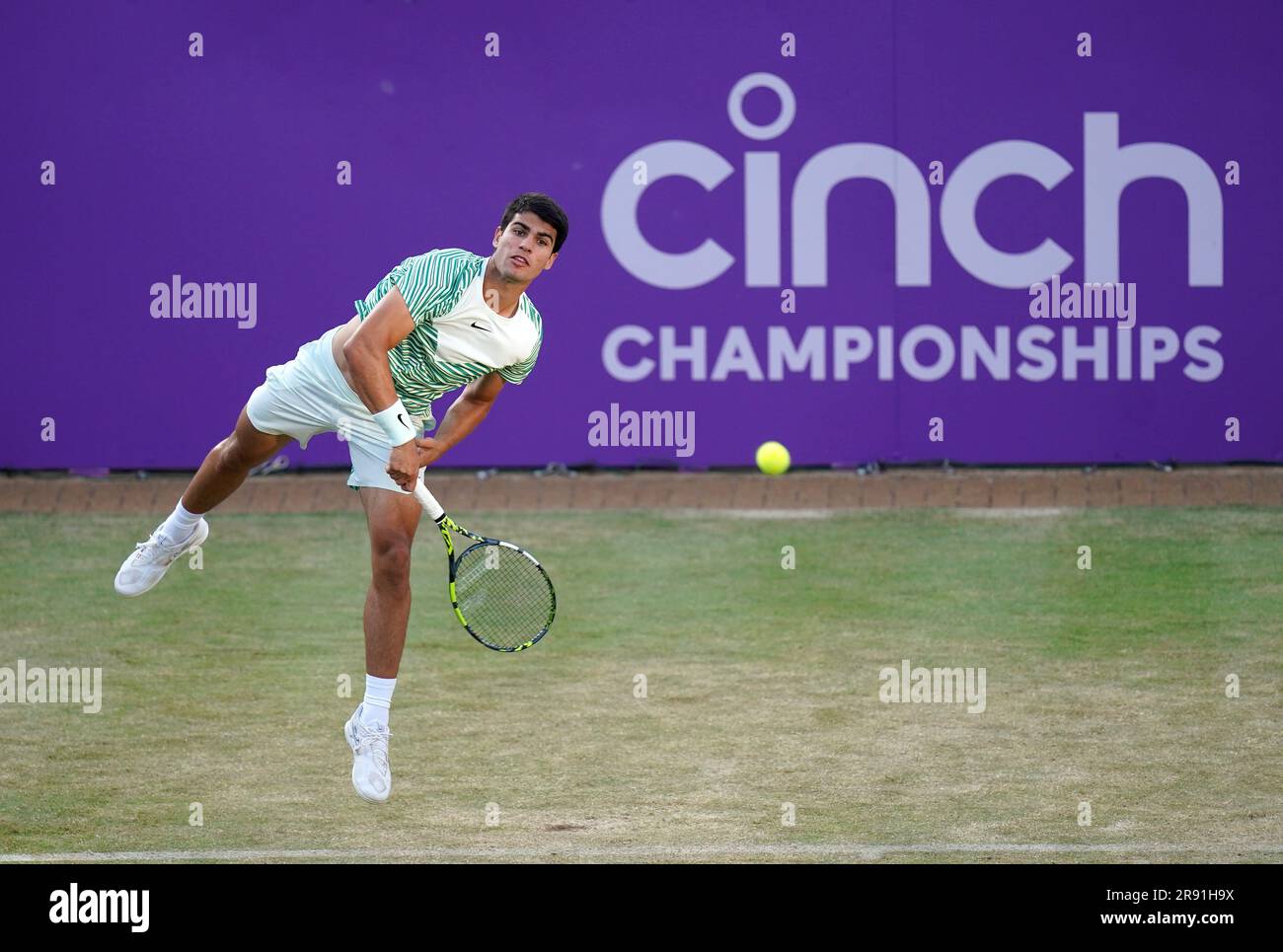 Spain's Carlos Alcaraz in action during their Men's Quarter final match ...