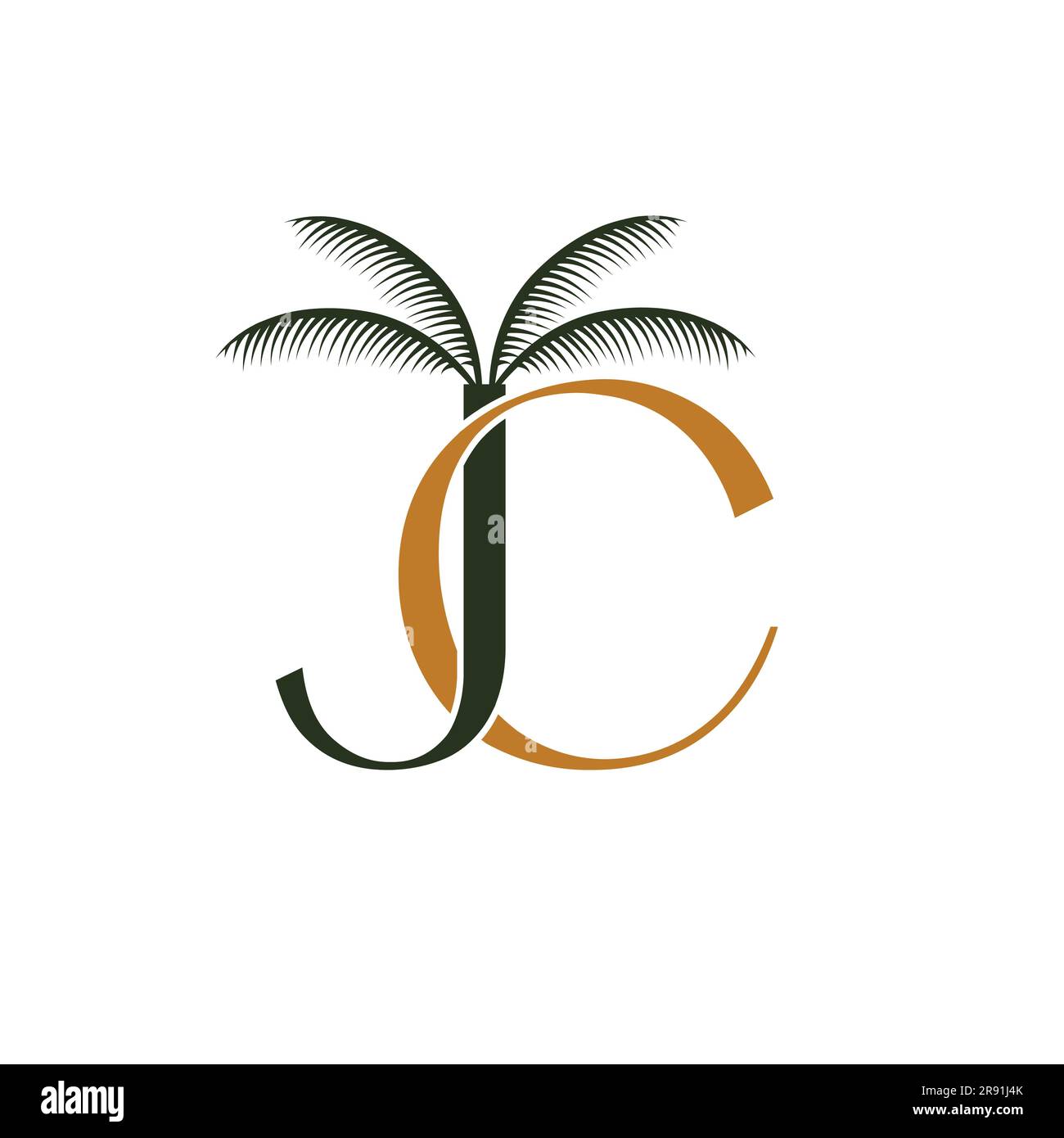JC initials monogram logo design. Palm tree and letters C and J logo ...