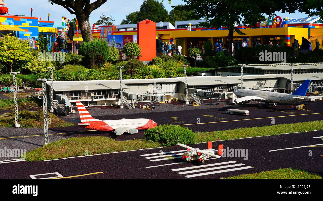BILLUND, DENMARK –21 AUG 2022- View of Miniland minitiature brick buildings at the Legoland ...