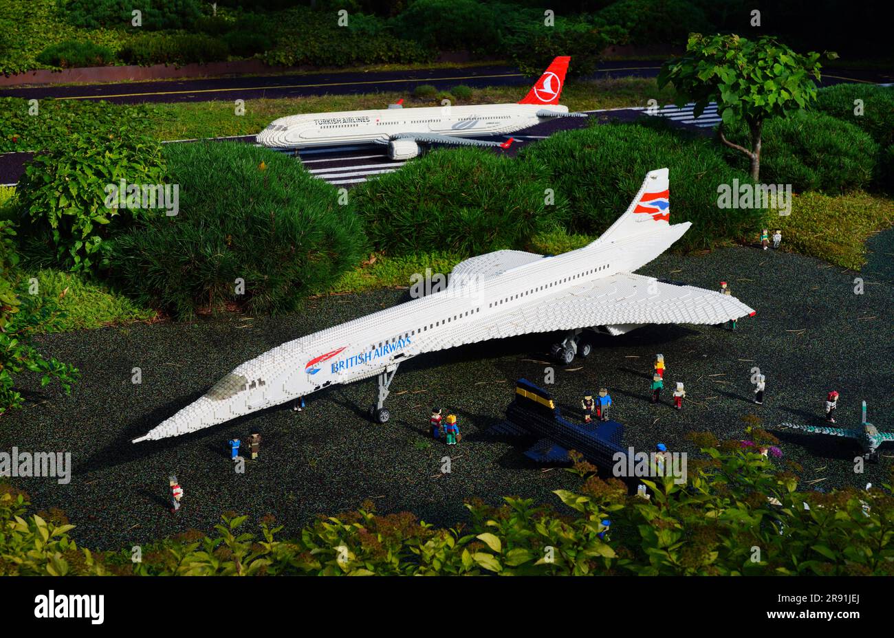 BILLUND, DENMARK –21 AUG 2022- View of Miniland minitiature brick buildings at the Legoland ...