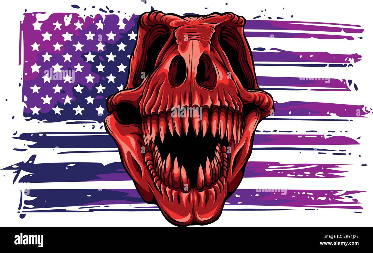 Vector illustration of Tyrannosaurus rex with american flag Stock ...