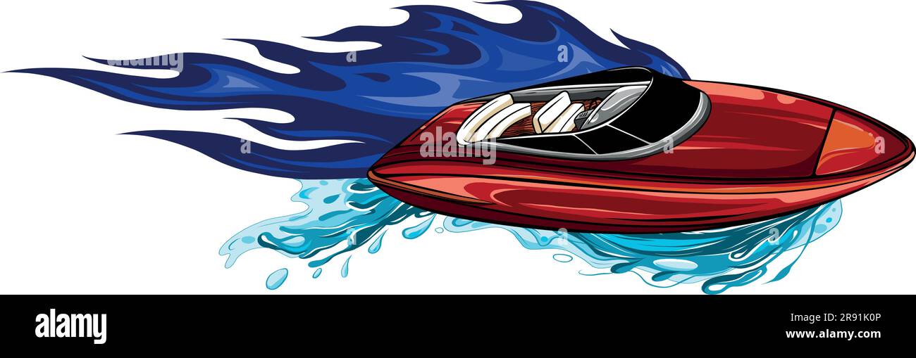 vector illustration of sea boat with flames Stock Vector Image & Art ...