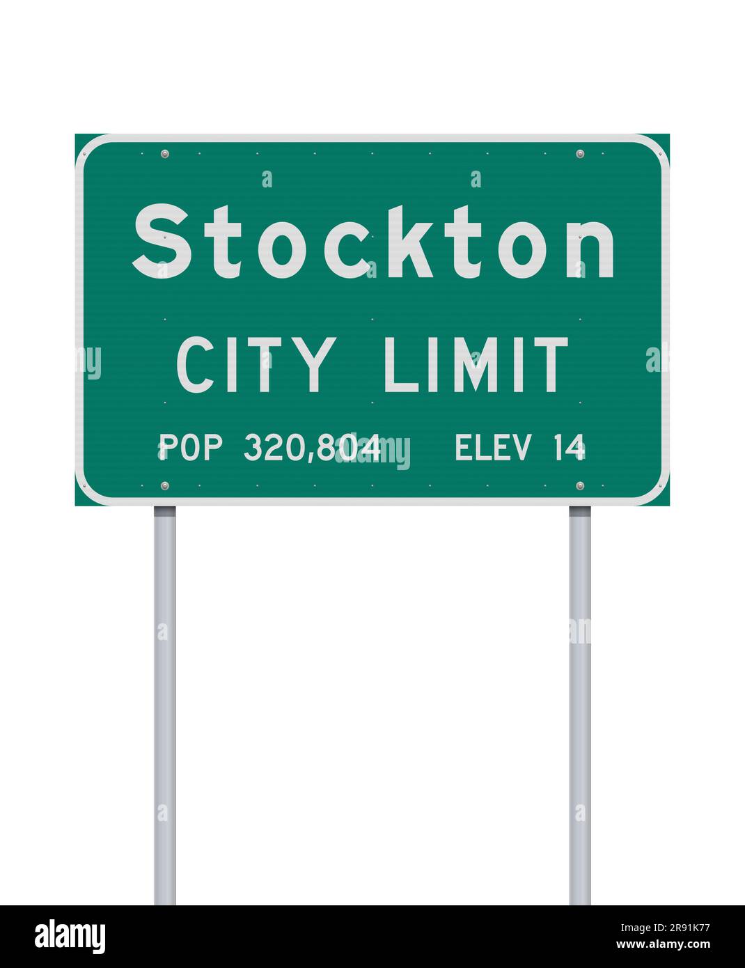 Vector illustration of the Stockton (California) City Limit green road ...