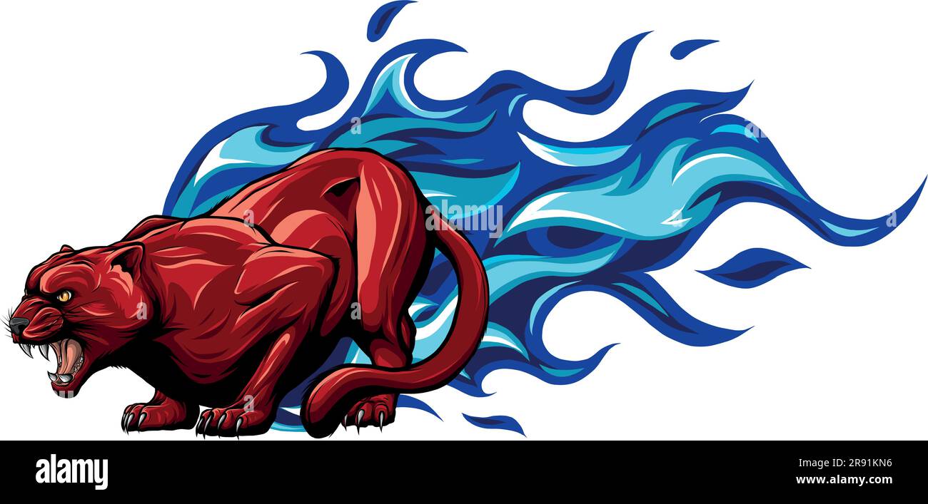 Flaming panther vector illustration on white background Stock Vector ...