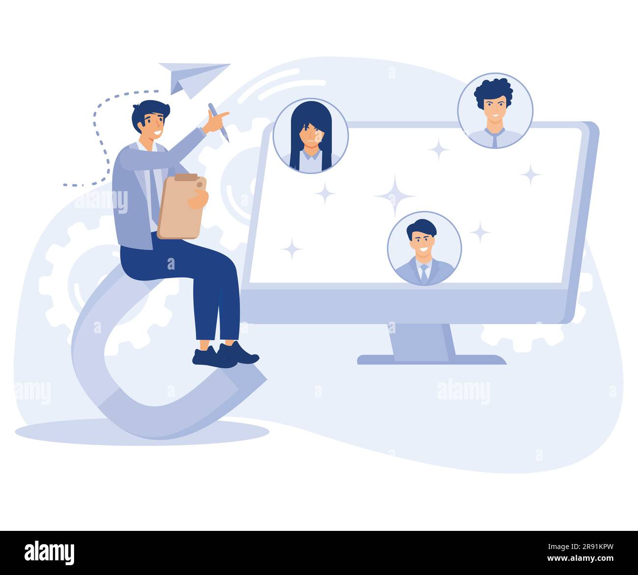 CRM lead management concept, generating new leads, sales data ...