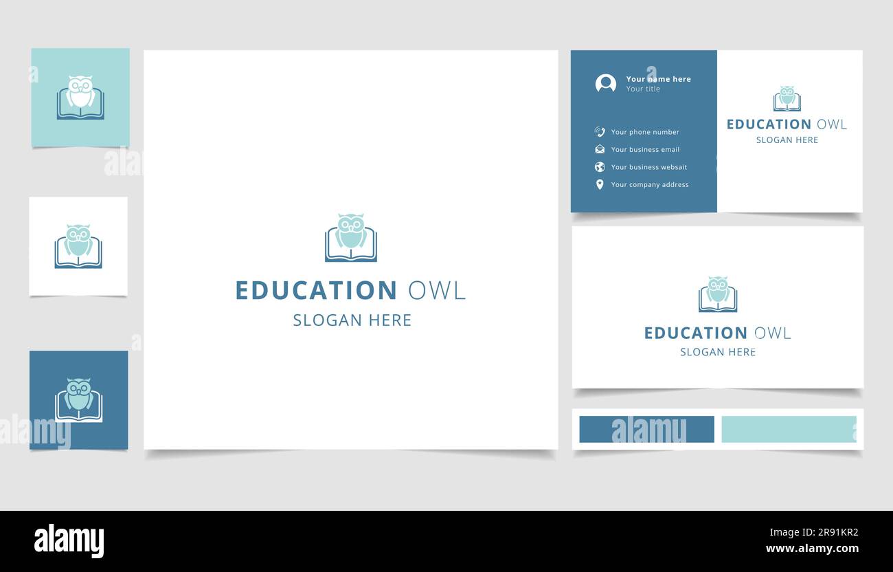 Education owl logo design with editable slogan. Branding book and ...