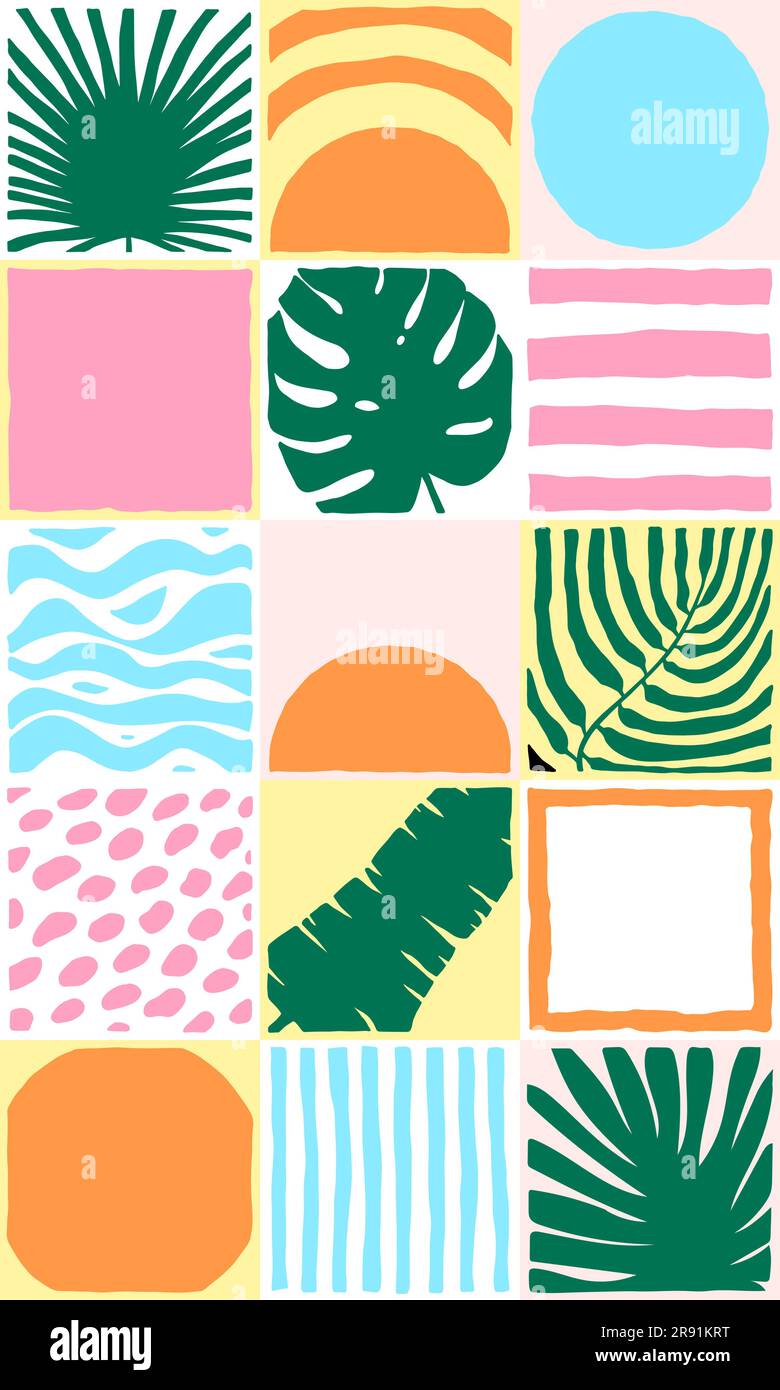 Decorative seamless tiled pattern. Hand-drawn exotic plant, tropical ...