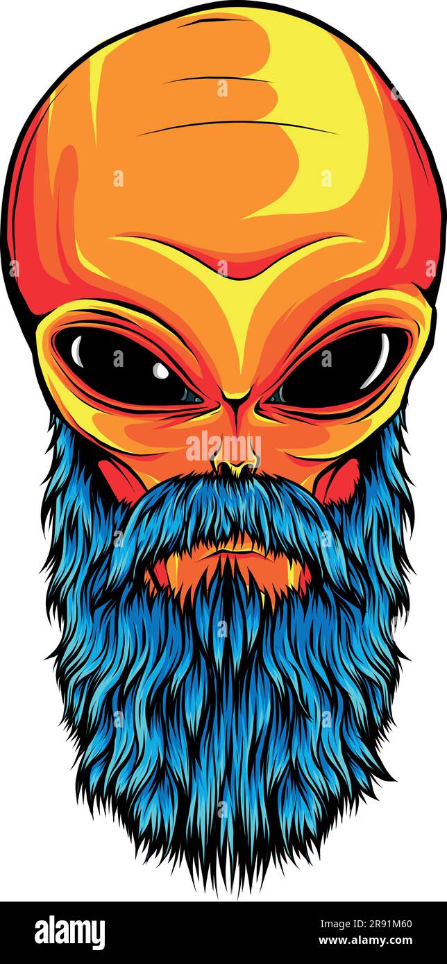 Vector illustration logo design of Alien with beard Stock Vector Image ...