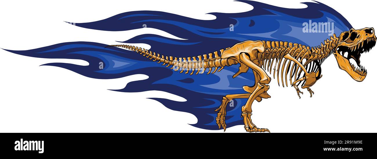 vector illustration of T-rex dinosaur skeleton with flames Stock Vector Image & Art - Alamy