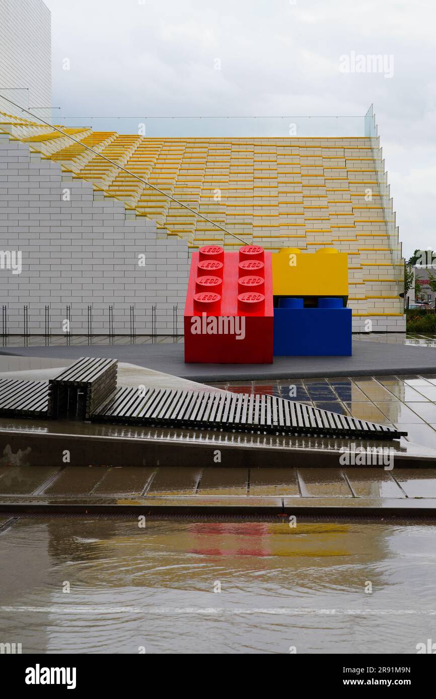BILLUND, DENMARK –21 AUG 2022- View of Lego House, known as Home of the Brick, located near ...